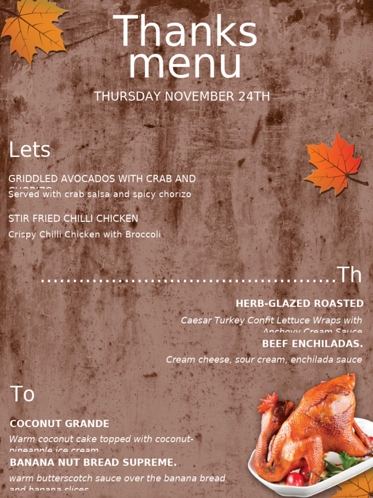 Free Printable Thanksgiving Menu Template | PDF
