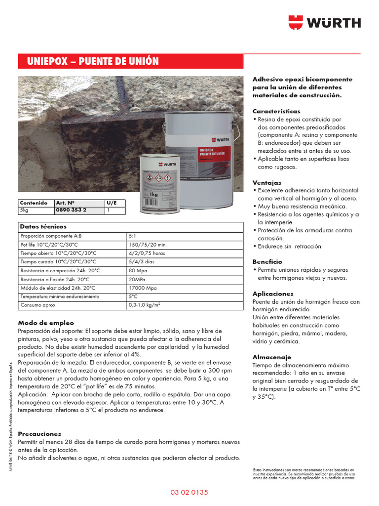 Wurth Uniepox | PDF | Hormigón | Epoxy