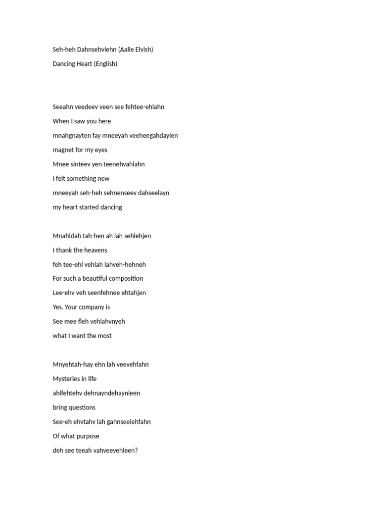 Elvish Poems of Love and Life | PDF