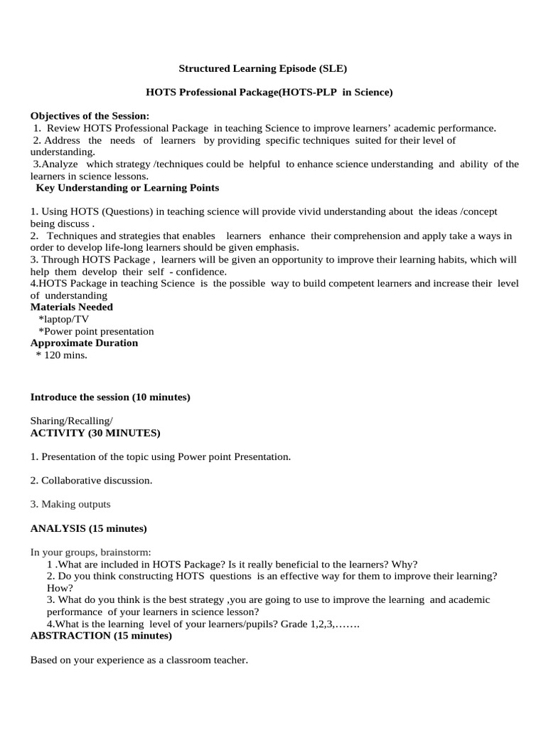 Structured Learning Episode 2023 INSET | PDF | Learning | Reading Comprehension
