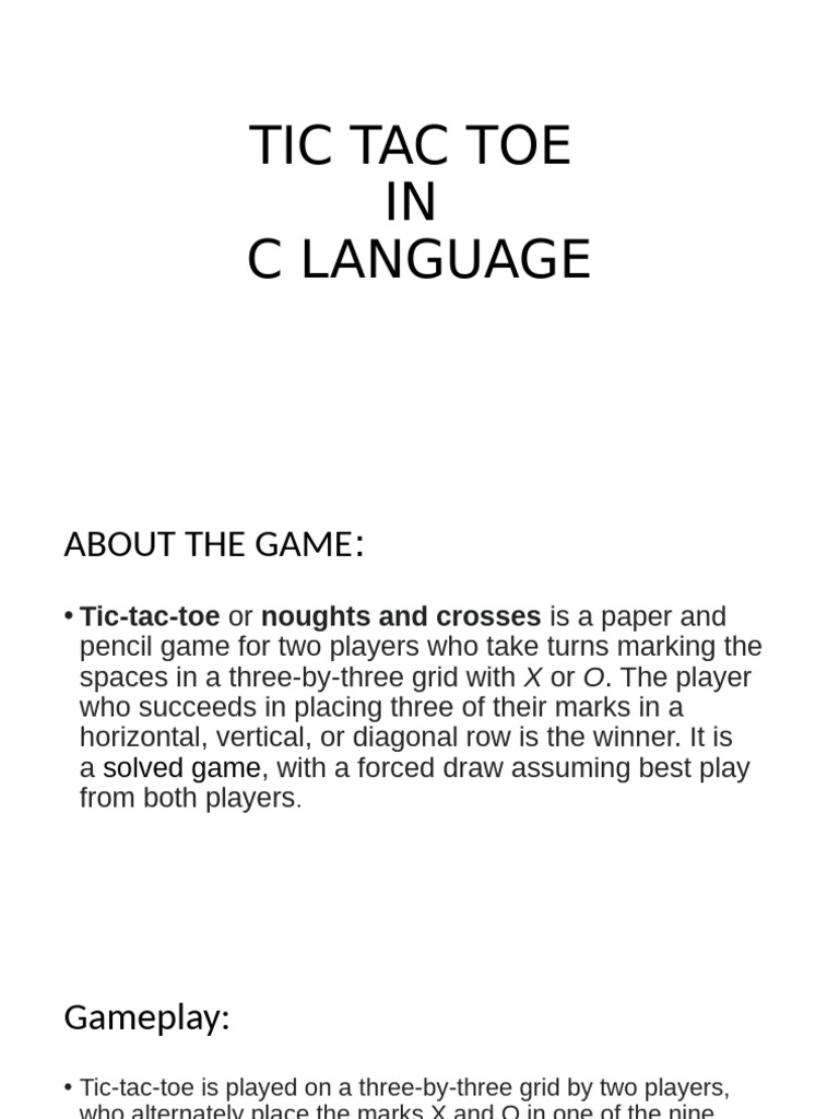 Tic Tac Toe | PDF