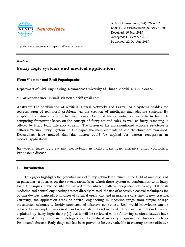 Fuzzy Logic Systems and Medical Applications | PDF | Fuzzy Logic | Brain