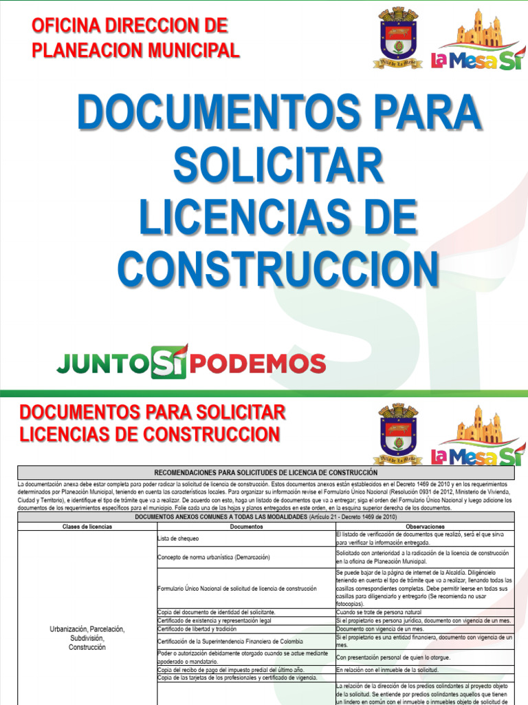 Documentos para Licencias de Construcción | PDF | Arquitecto | Documento de identidad