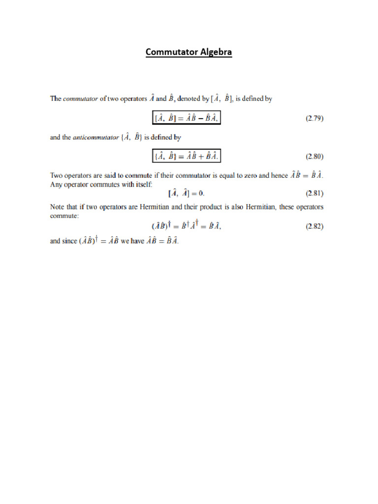 8 Commutator Algebra Pdf