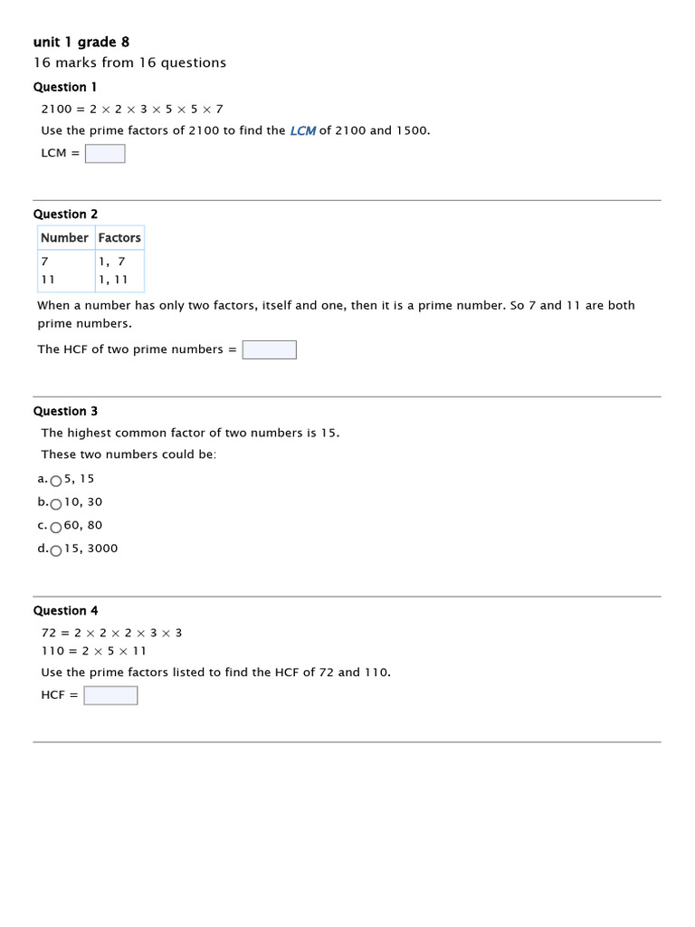 unit-1-grade-8 | PDF | Numbers | Discrete Mathematics
