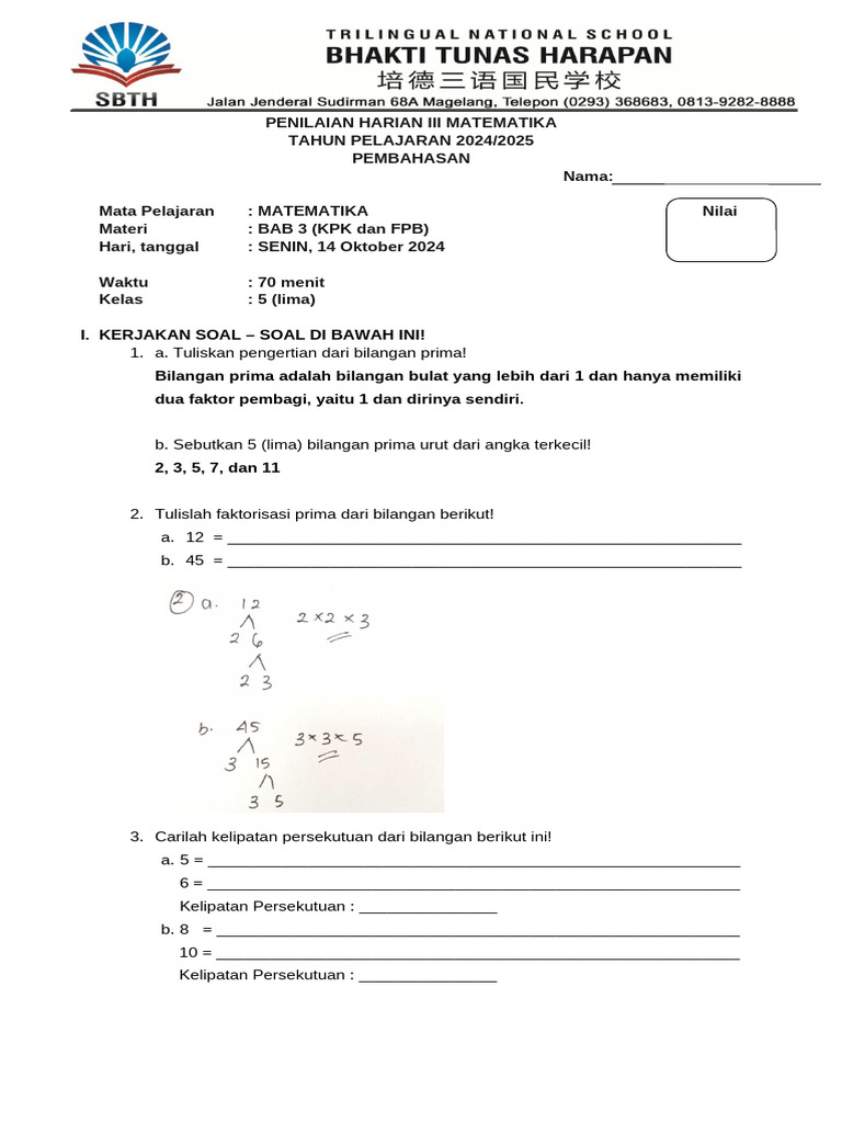 PH MTK Bab 3 KPK Dan FPB Dan Pembahasan | PDF