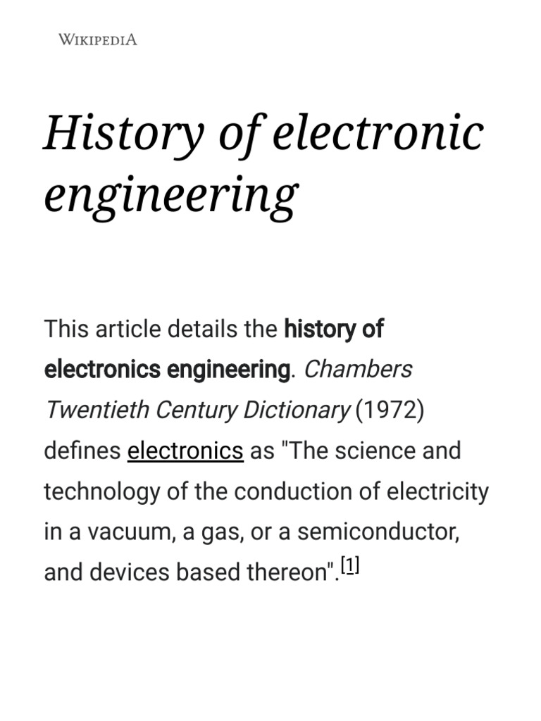 History of Electronic Engineering - Wikipedia | PDF | Integrated Circuit | Microprocessor