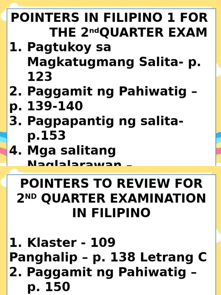 Grade 2 and 3 Pointers 2nd Quarter Exam S.Y 24-25 | PDF