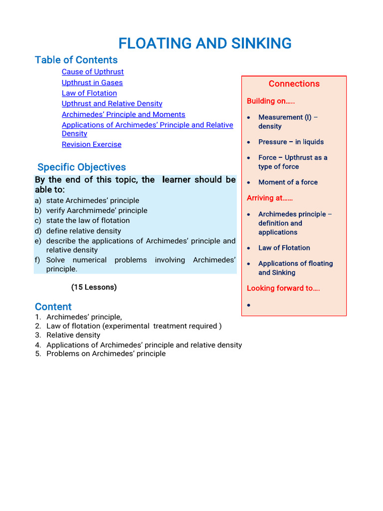 4.3 Floating and Sinking | PDF | Buoyancy | Density