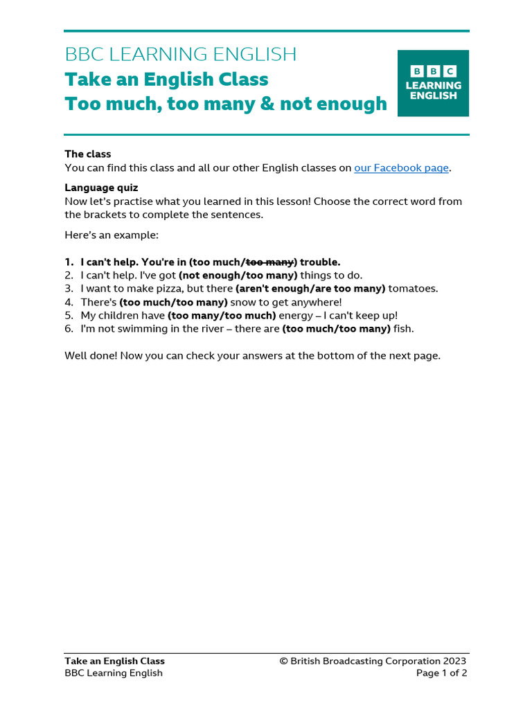 Take An English Class With Phil Too Much Too Many Not Enough | PDF | Language Arts & Discipline ...