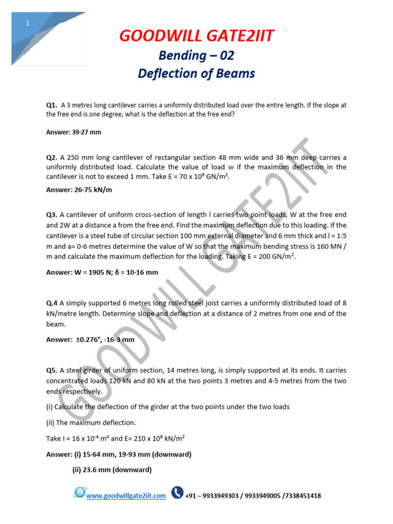 Bending02 Deflection Assignment | PDF | Bending | Beam (Structure)