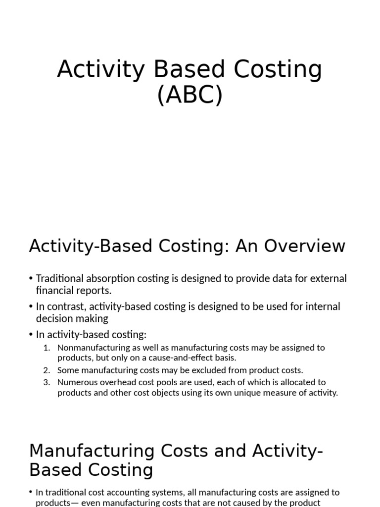 Activity Based Costing (ABC) | PDF | Financial Economics | Management ...