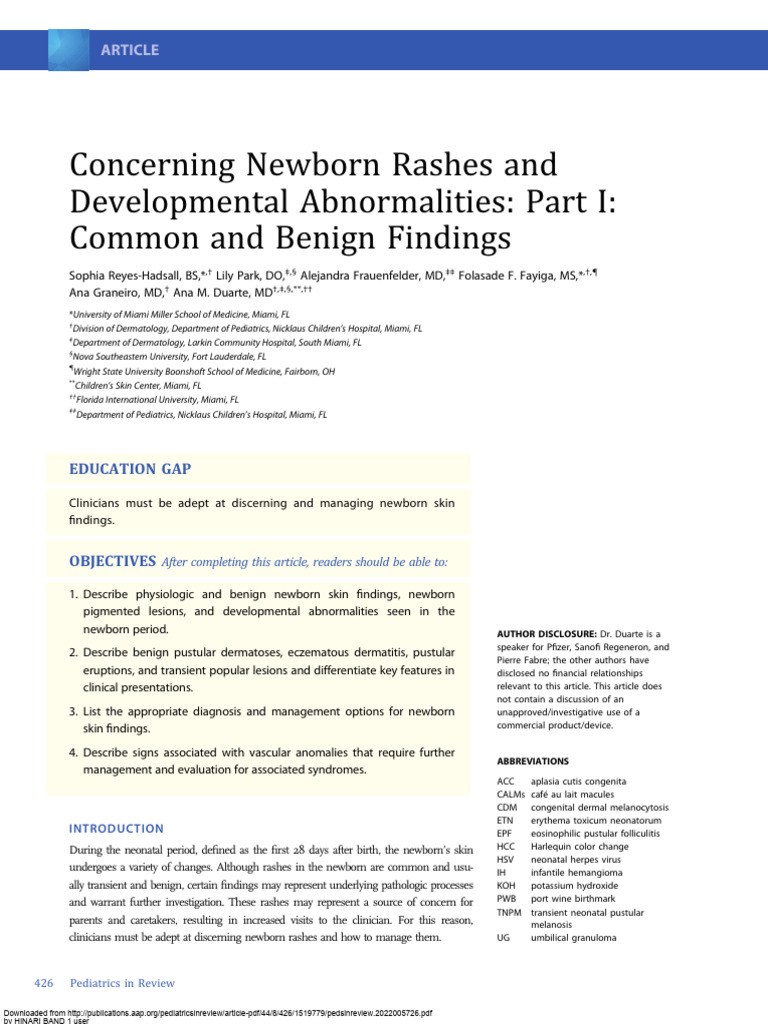 Concerning Newborn Rashes and Developmental Abnormalities Part 1 | PDF ...