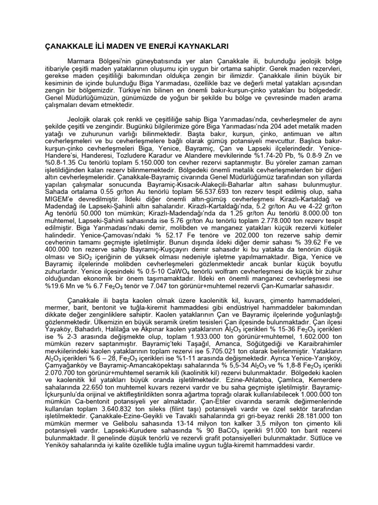 Canakkale Madenler | PDF