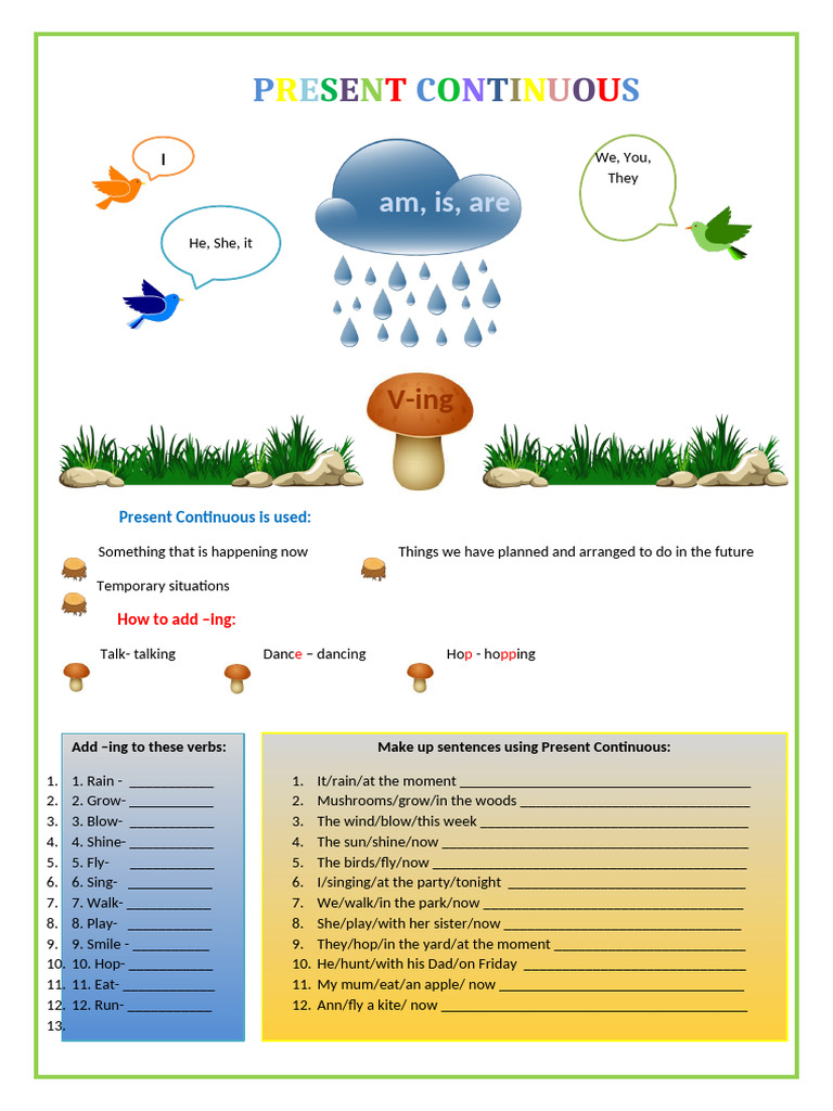 Present Continous Grammar Guides Writing Creative Writing Tasks - 110480 | PDF | Language Arts ...