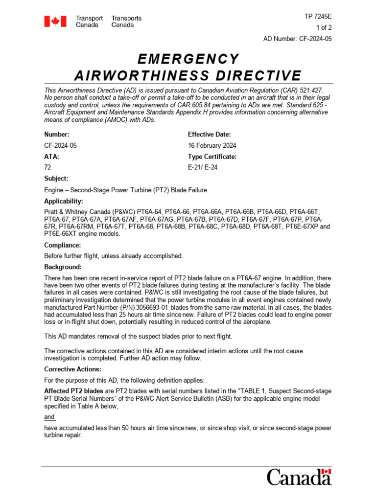 Easa Ead CF-2024-05 1 | PDF | Aircraft | Transport