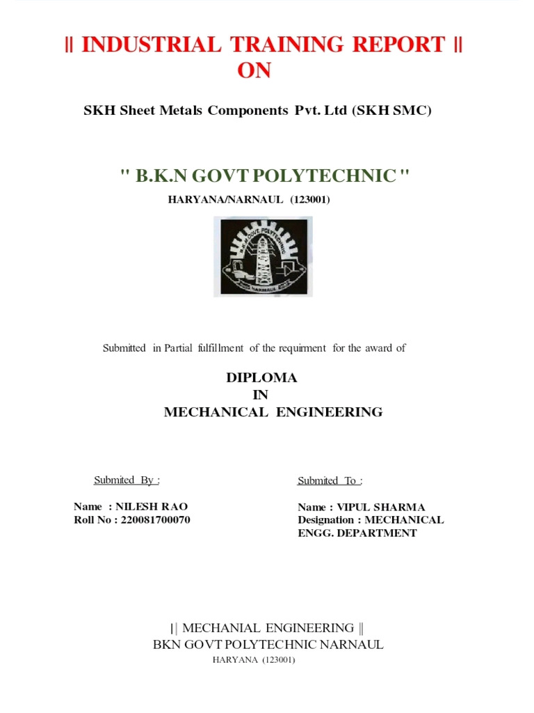 Industrial Training Certificate | PDF