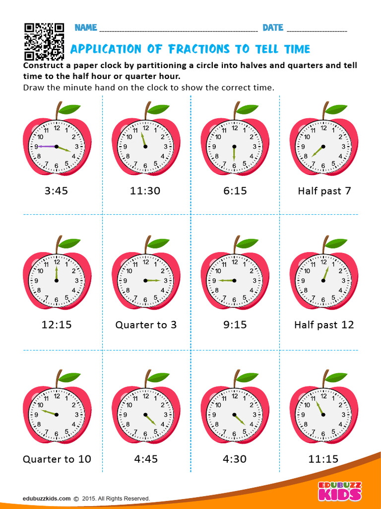 6 - Application of Fractions To Tell Time | PDF
