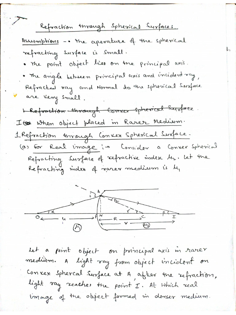Refraction Through Spherical Surface | PDF