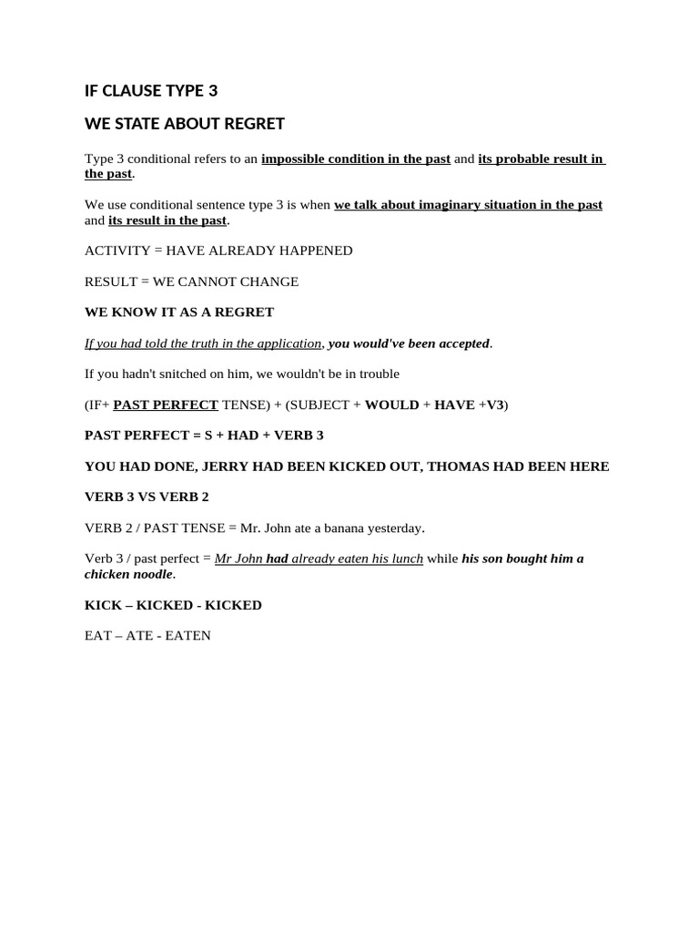 If Clause Type 3 | PDF | Language Arts & Discipline