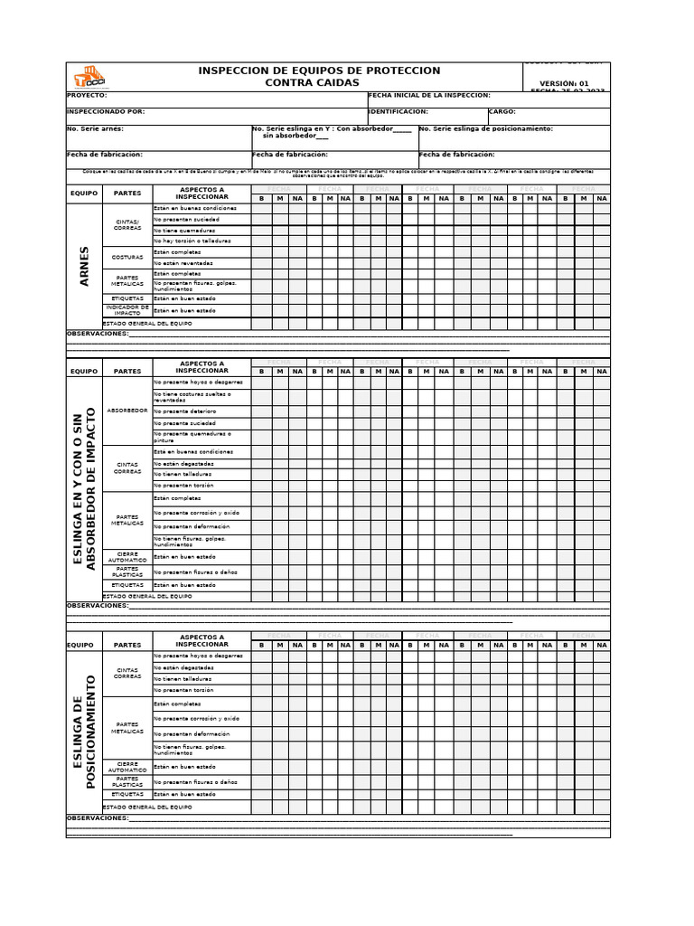 F-Sst-18.a Inspeccion de Equipos de Alturas Ok | PDF | Corrosión | Materiales
