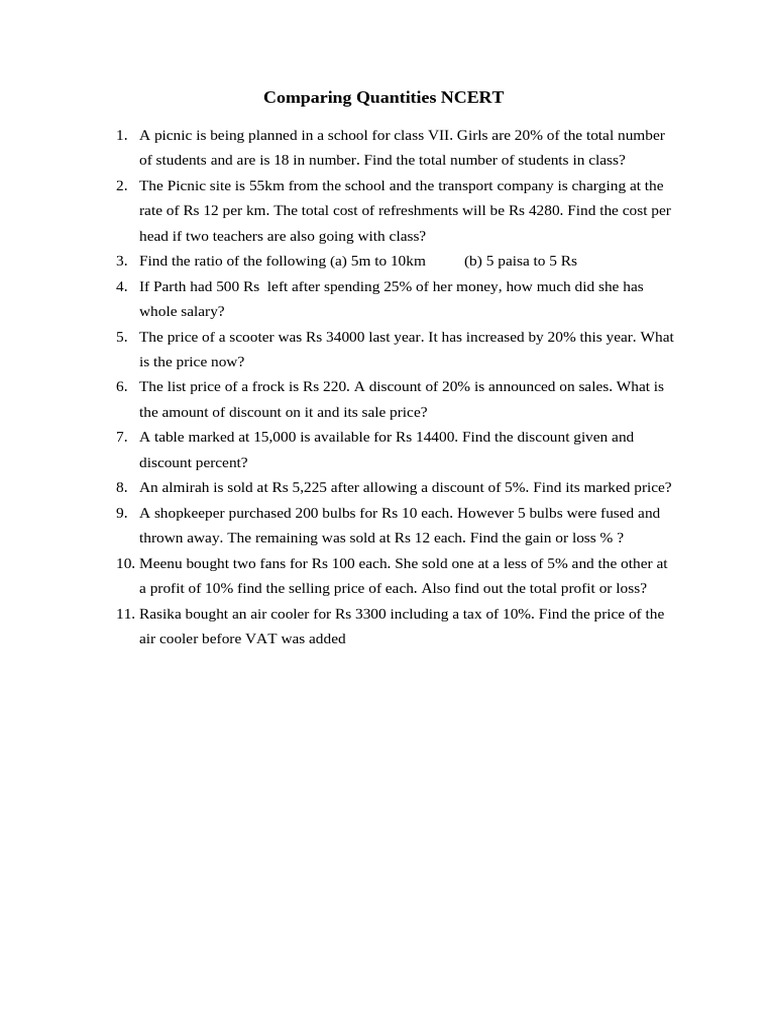 Comparing Quantities NCERT | PDF | Business