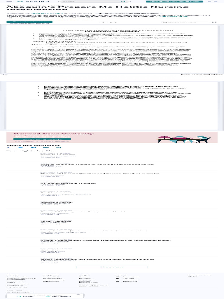 Abaquin's Prepare Me Holitic Nursing Intervention PDF Relaxation ...