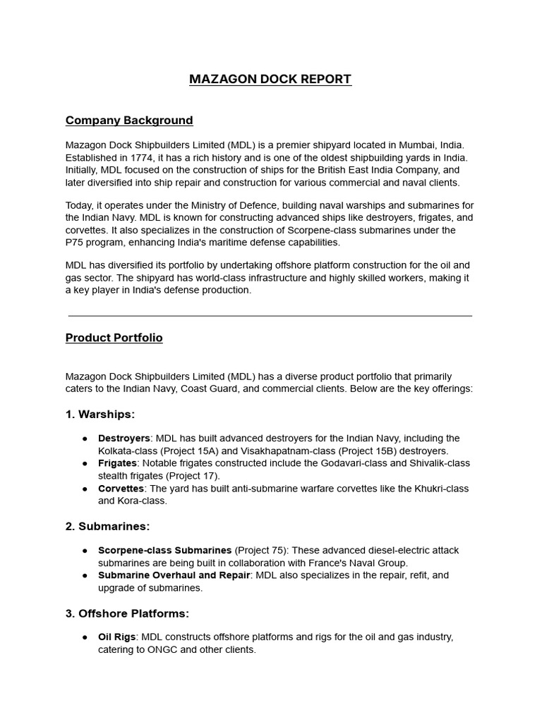 Mazagon Dock Report - 15102024125359 | PDF | Shipping | Water Transport