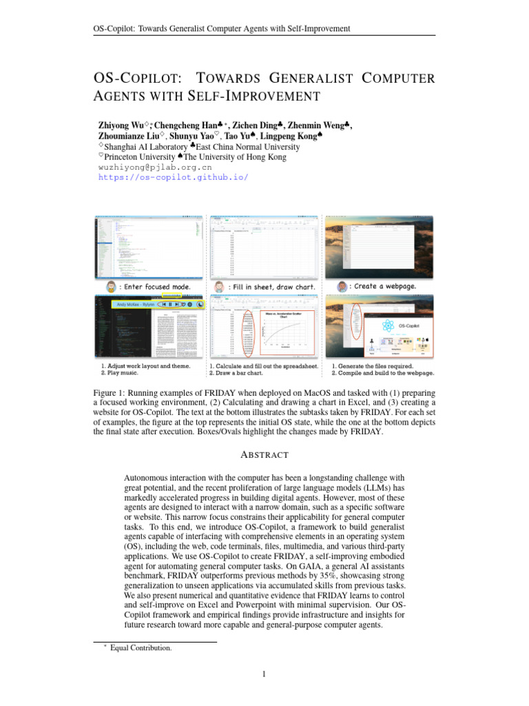 OS-Copilot: Generalist AI Agents Framework | PDF | Memory | Application ...