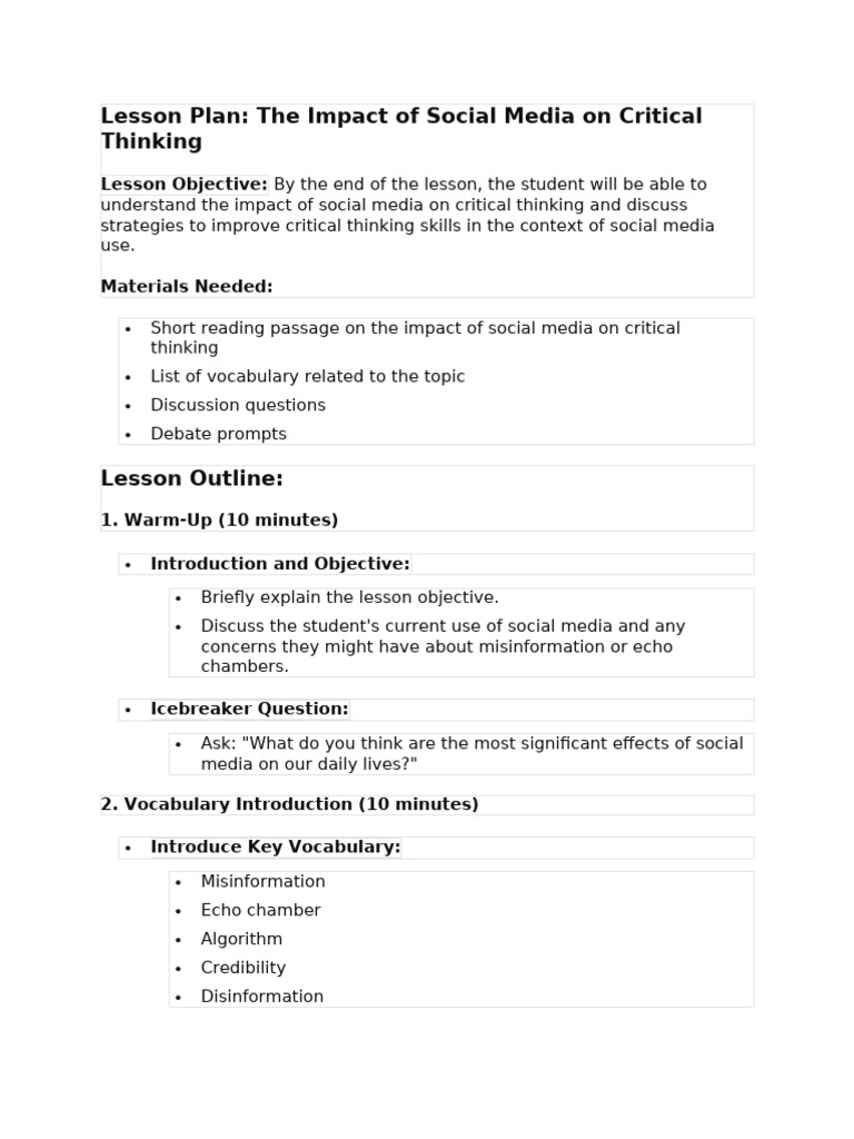 Social Media's Effect on Critical Thinking | PDF | Social Media ...