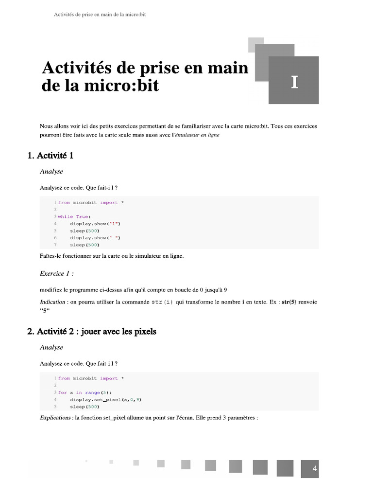 02 Microbit - Exercices | PDF