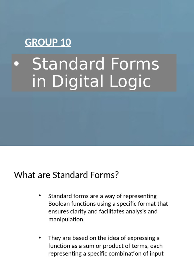 Understanding Boolean Standard Forms | PDF