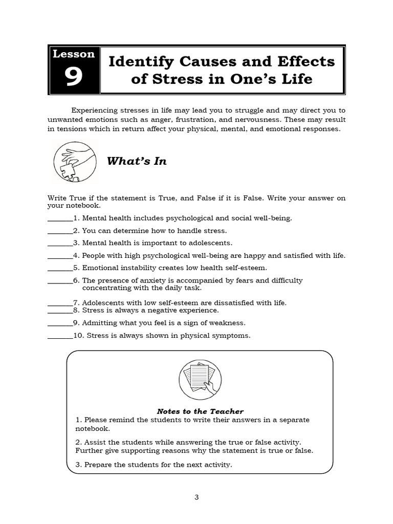 Identifying The Cause and Effect of Stress - Mod4 | PDF | Stress ...