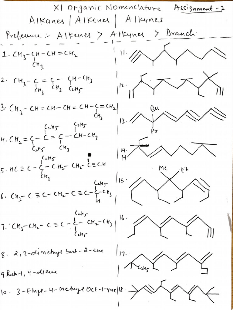 Organic Naming of Alkenes and Alkynes | PDF