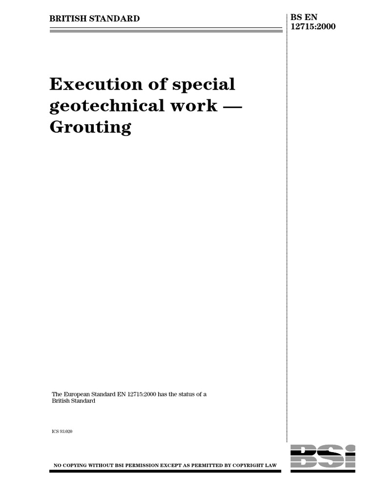 Geotechnical Grouting Standards Guide | PDF | Cement | Concrete