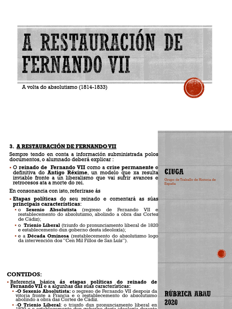 Tema 3. Reinado de Fernando VII | PDF