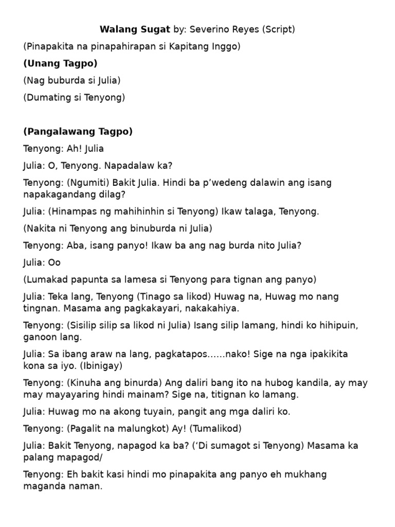Walang Sugat Script 1 | PDF