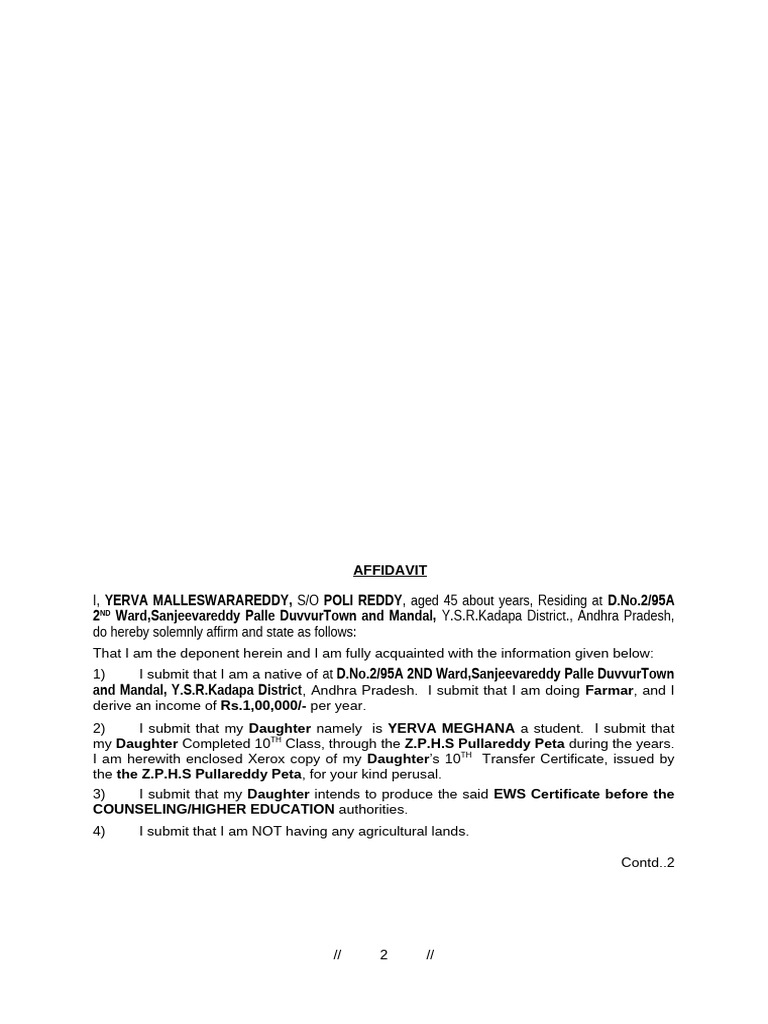 EWS Affidavit for Daughter | PDF | Justice | Crime & Violence