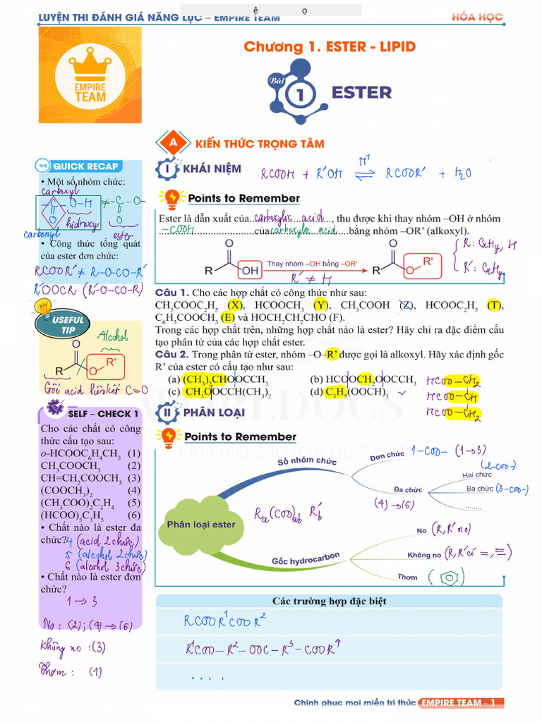 HCM CHƯƠNG 1.CHỦ ĐỀ 1 - ESTER - FULL | PDF