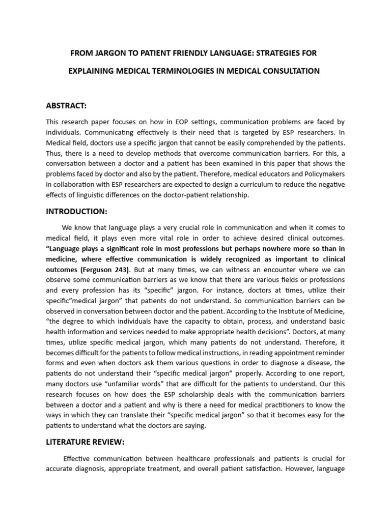 Research proposal | PDF | Jargon | Medical Diagnosis