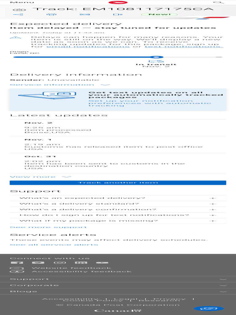 Canada Post - Track A Package by Tracking Number | PDF