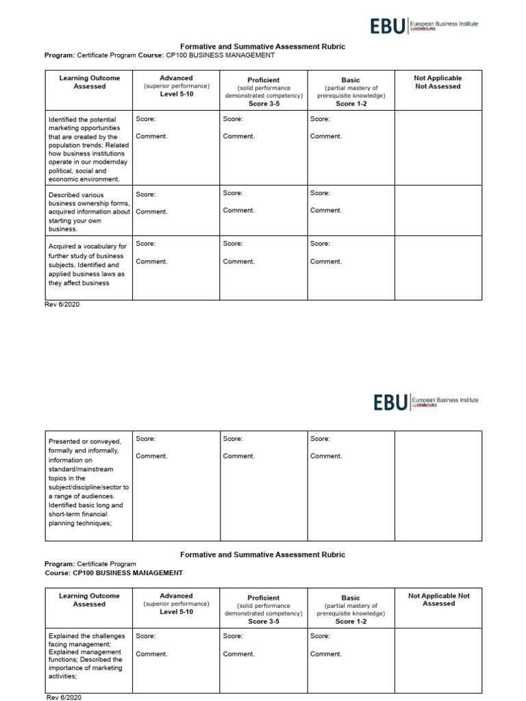 CP100 Summative Assessment Rubric | PDF | Professional Certification ...