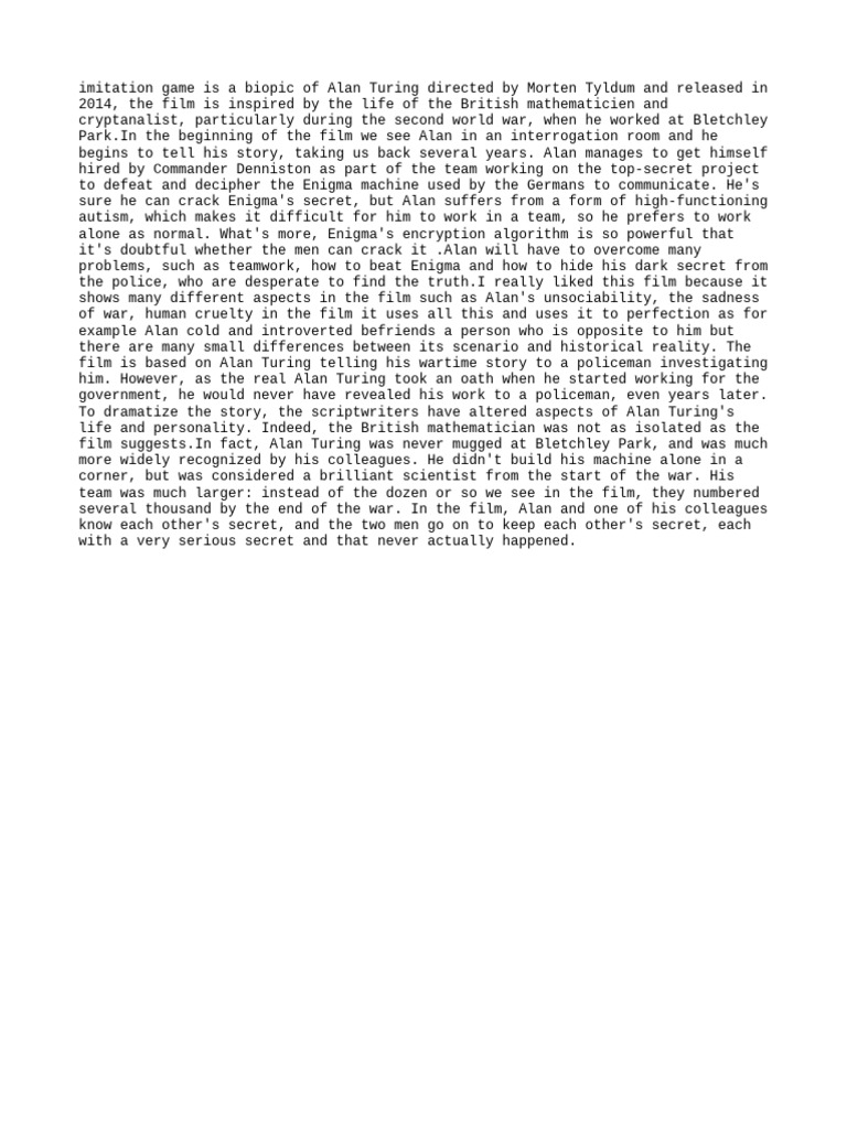 Alan Turing's War Story Unveiled | PDF