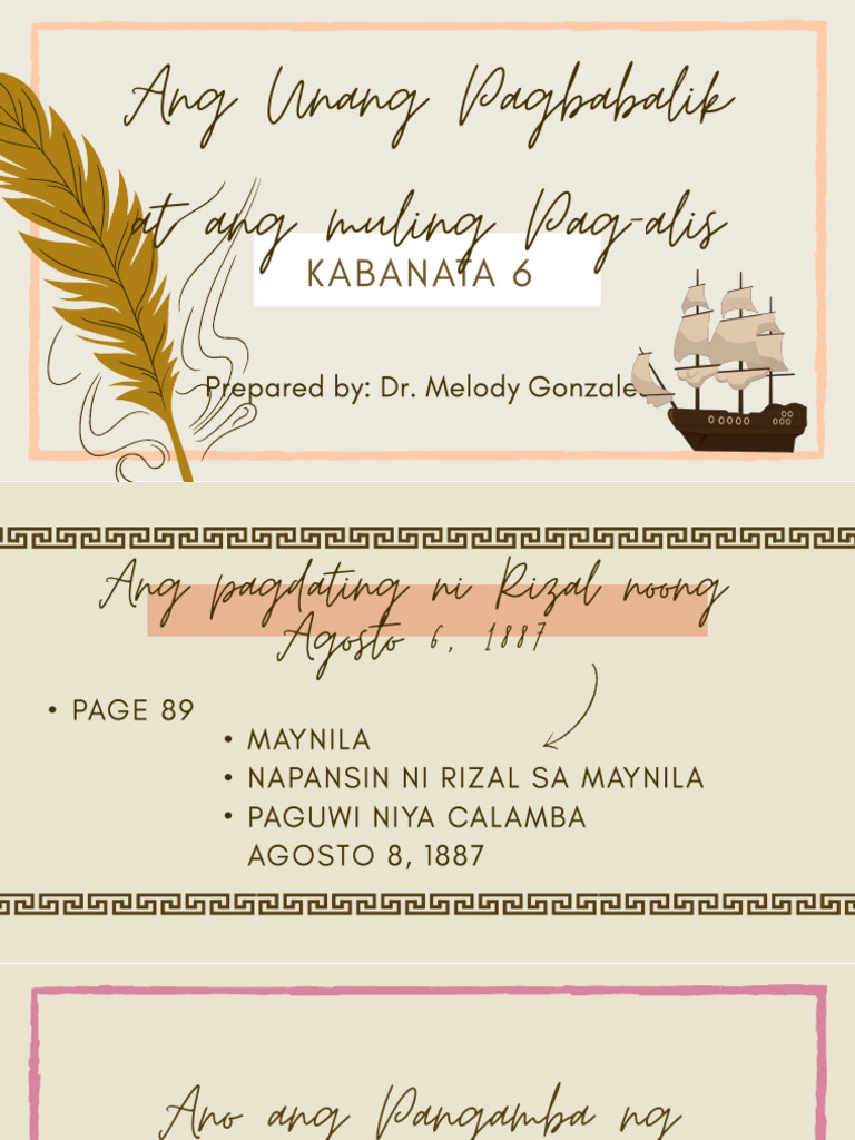 Kabanata 6 Ang Paguwi Ni Rizal Sa Pilipinas | PDF