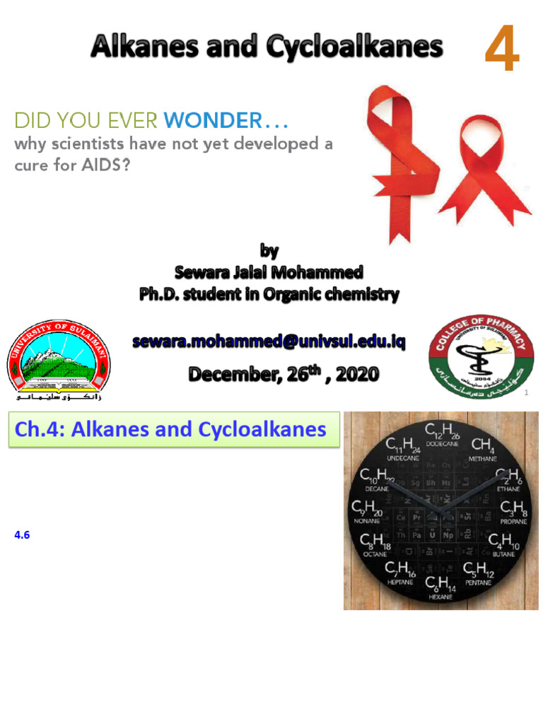 Ch.4 Alkanes and Cycloalkanes | PDF | Conformational Isomerism | Alkane