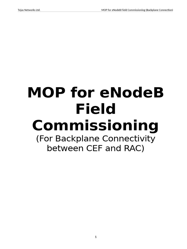 MOP For eNodeB Field Commissioning (Backplane Connection) - V3 | PDF | Computer File | Filename