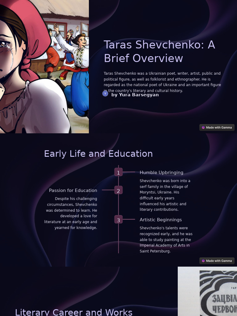 Taras Shevchenko A Brief Overview | PDF | Poetry | Classics