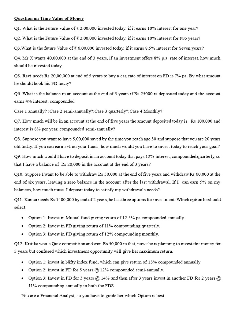 Question On Time Value of Money | PDF | Interest | Financial Economics