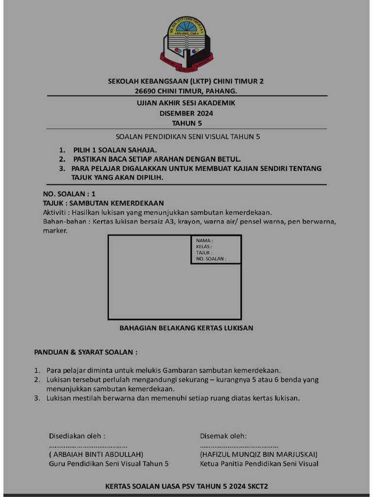 Soalan PSV Tahun 5 | PDF