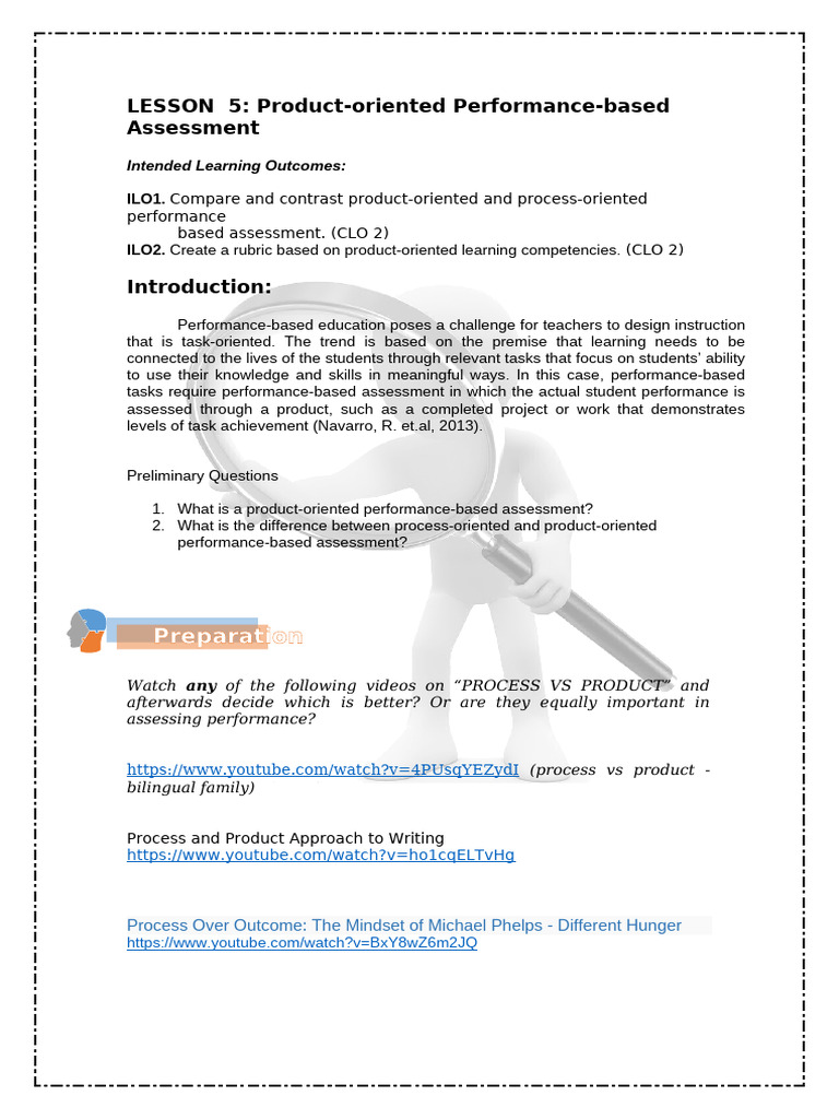 Lesson-6-Product-oriented performance-based-MLCarreon | PDF | Rubric (Academic) | Expert